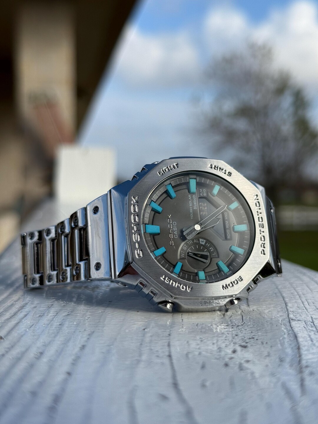 Casio G-shock GM-B2100 Black With Blue Accent Dial Mod Custom - Etsy