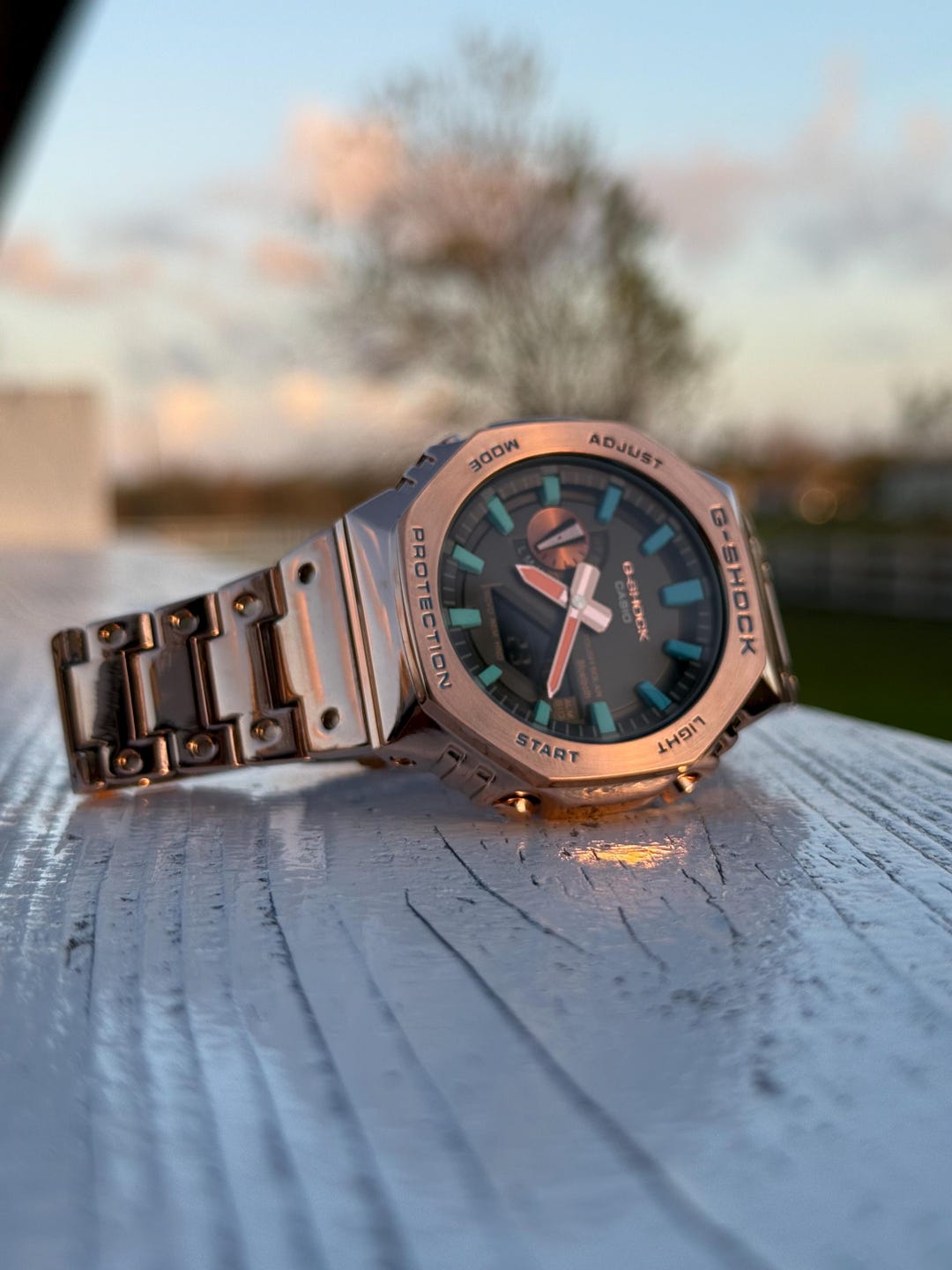 Casio G-shock GM-B2100 Rosegold Stainless Steel Blue Dial Mod Custom - Etsy