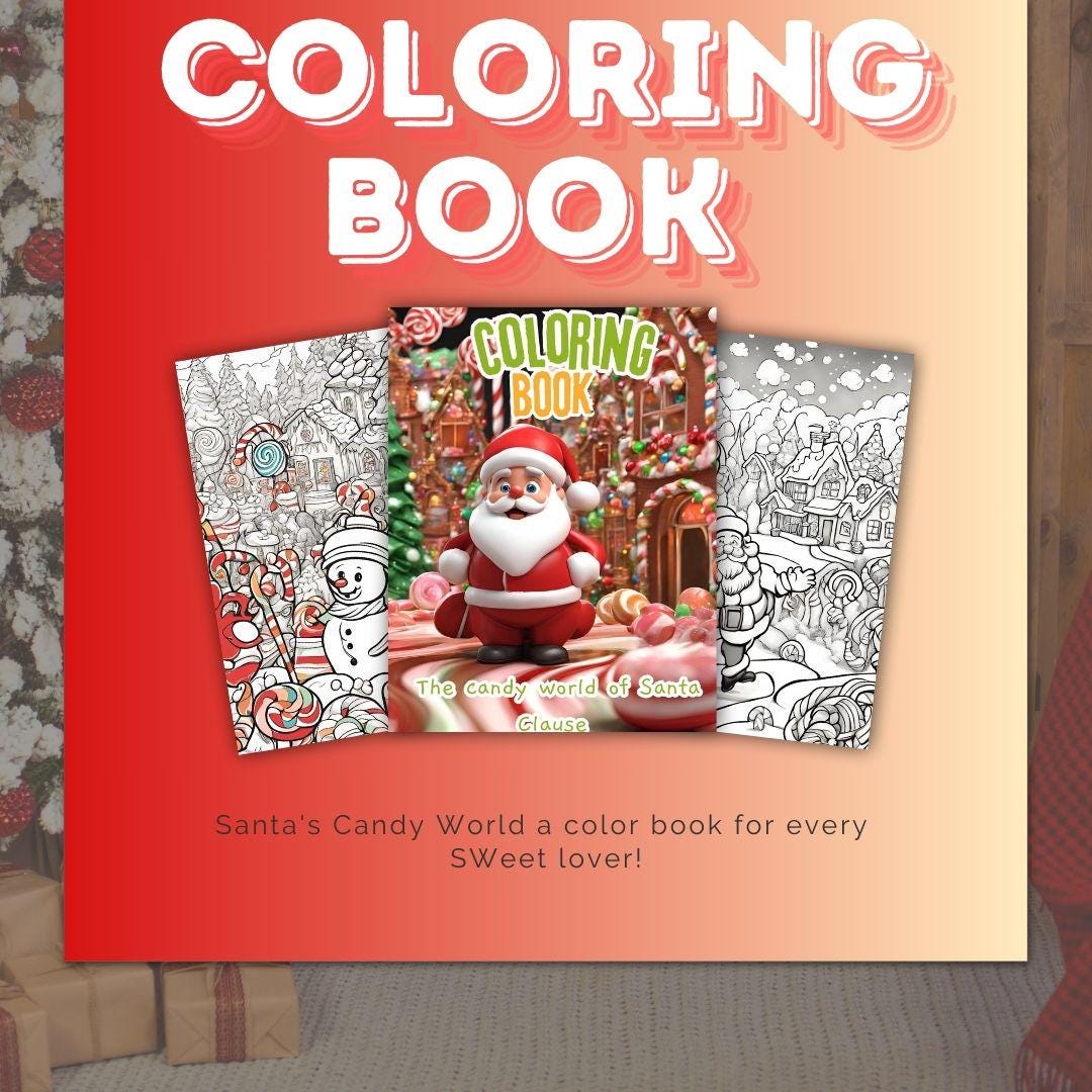 Santas Candy World: A Christmas Coloring Book for Kids and Adults - Etsy