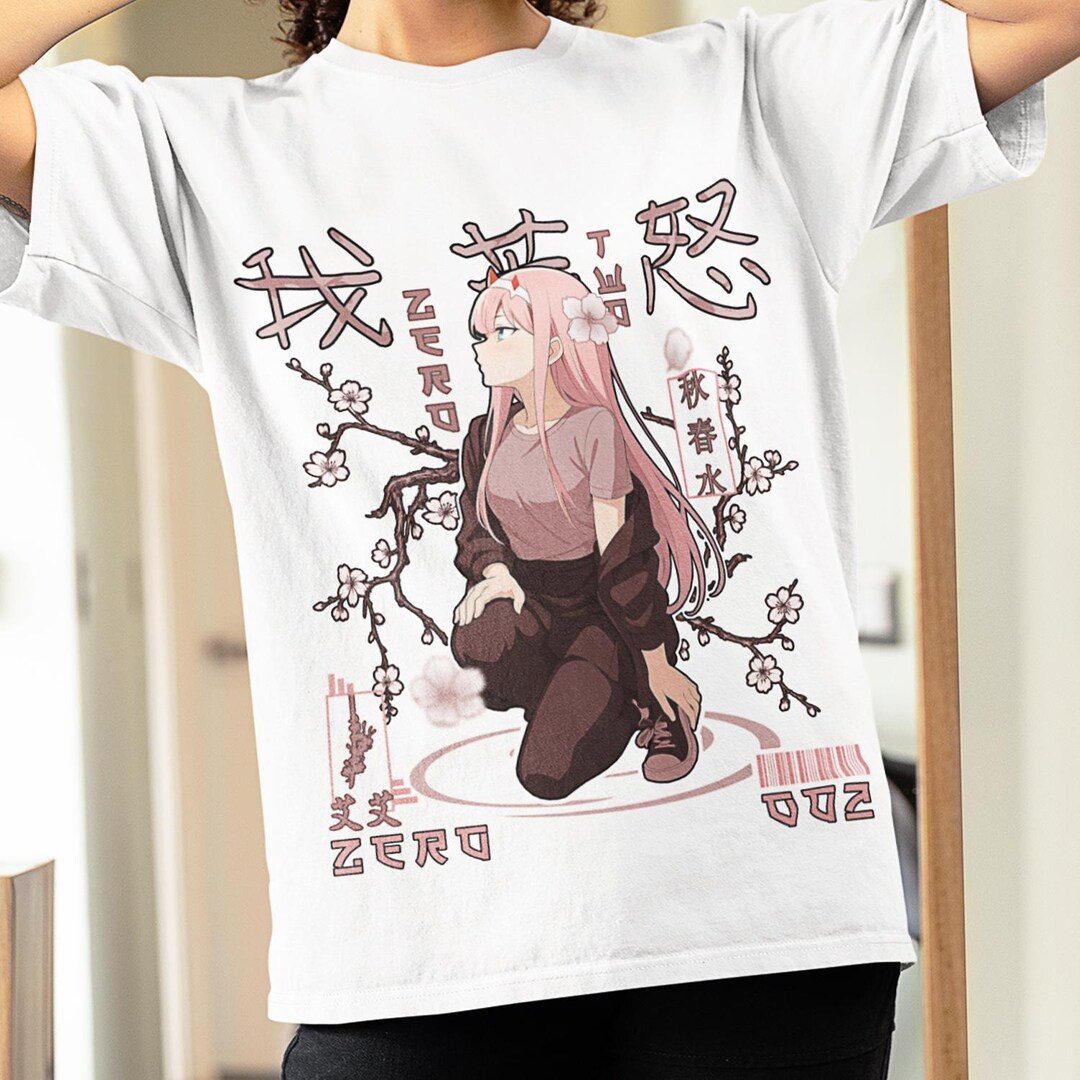 Zero Two Anime Shirt Front Print | 100% Cotton Streetwear Unisex ...