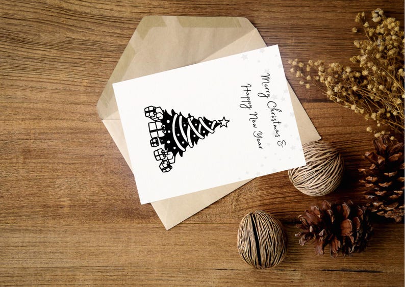Black & White Christmas Card | Digital Product Printable - Etsy