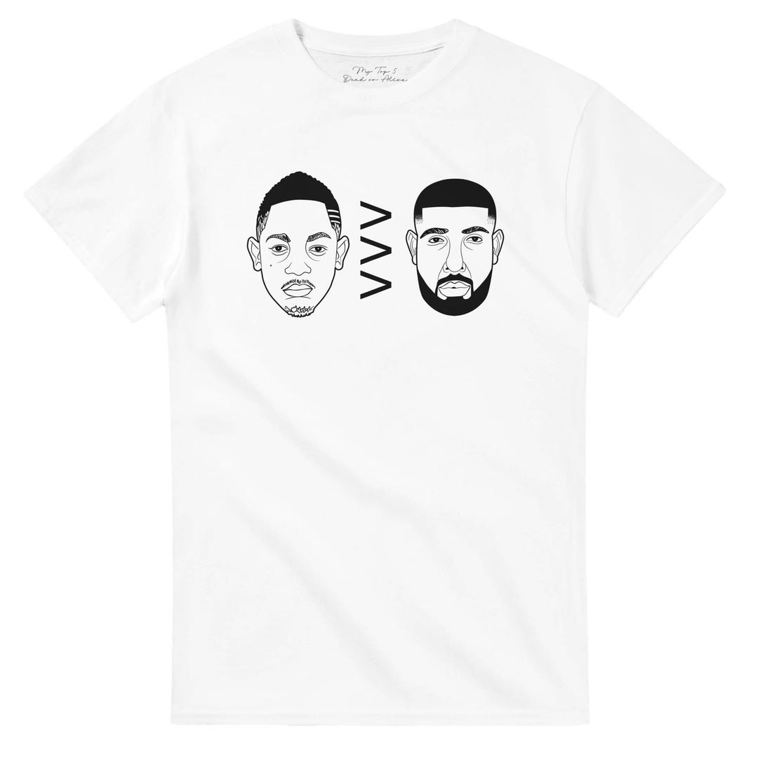 Kendrick Over Drake Line Art Illustration T-shirt, Hand Drawn Graphic ...