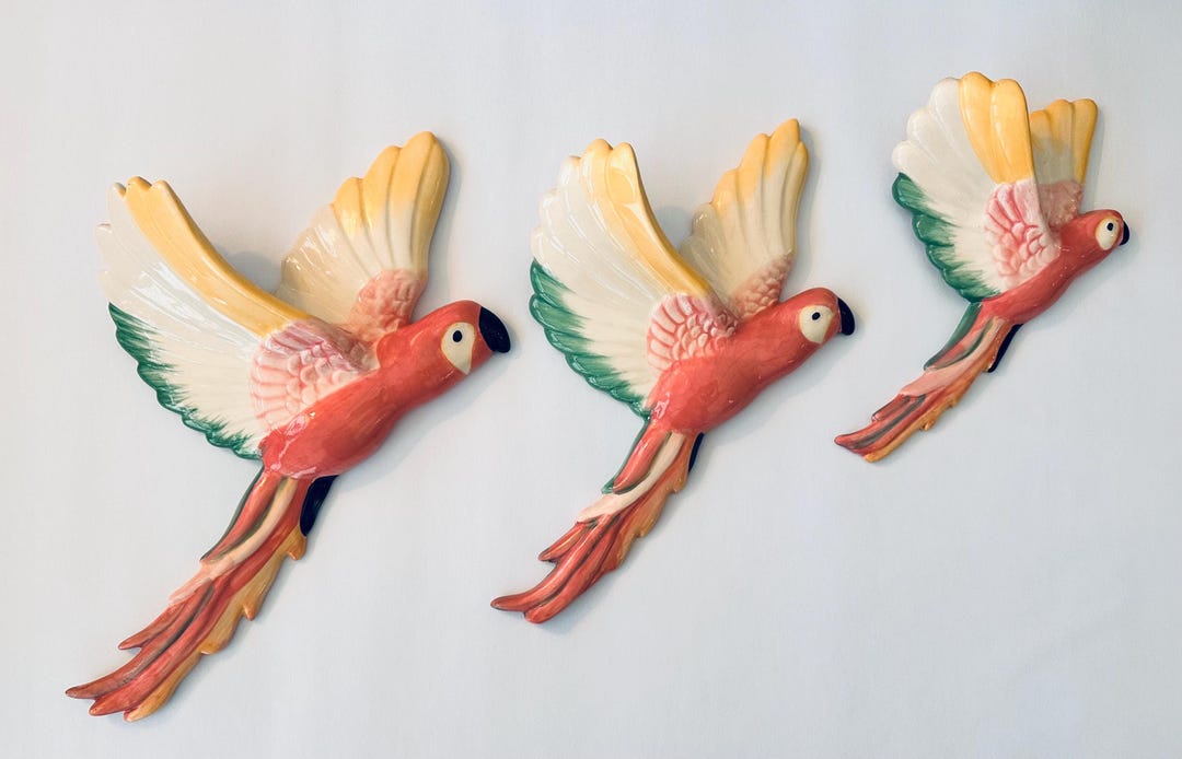 Retro Ceramic Parrots Wall Decoration - Etsy