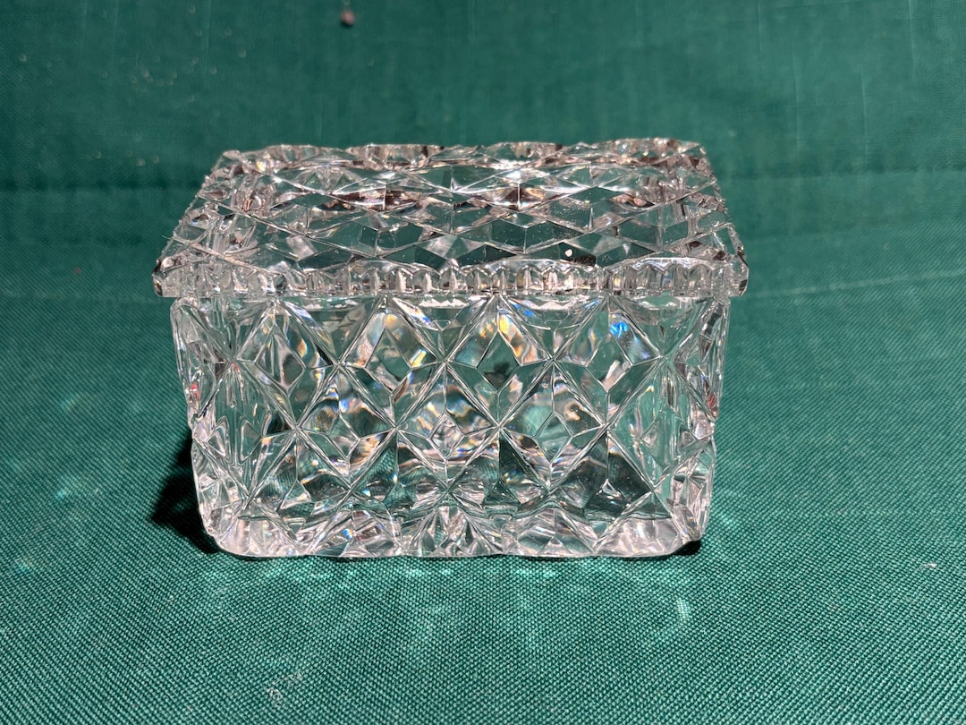 Vintage Heavy Cut Lead Crystal Small Trinket Box - Etsy