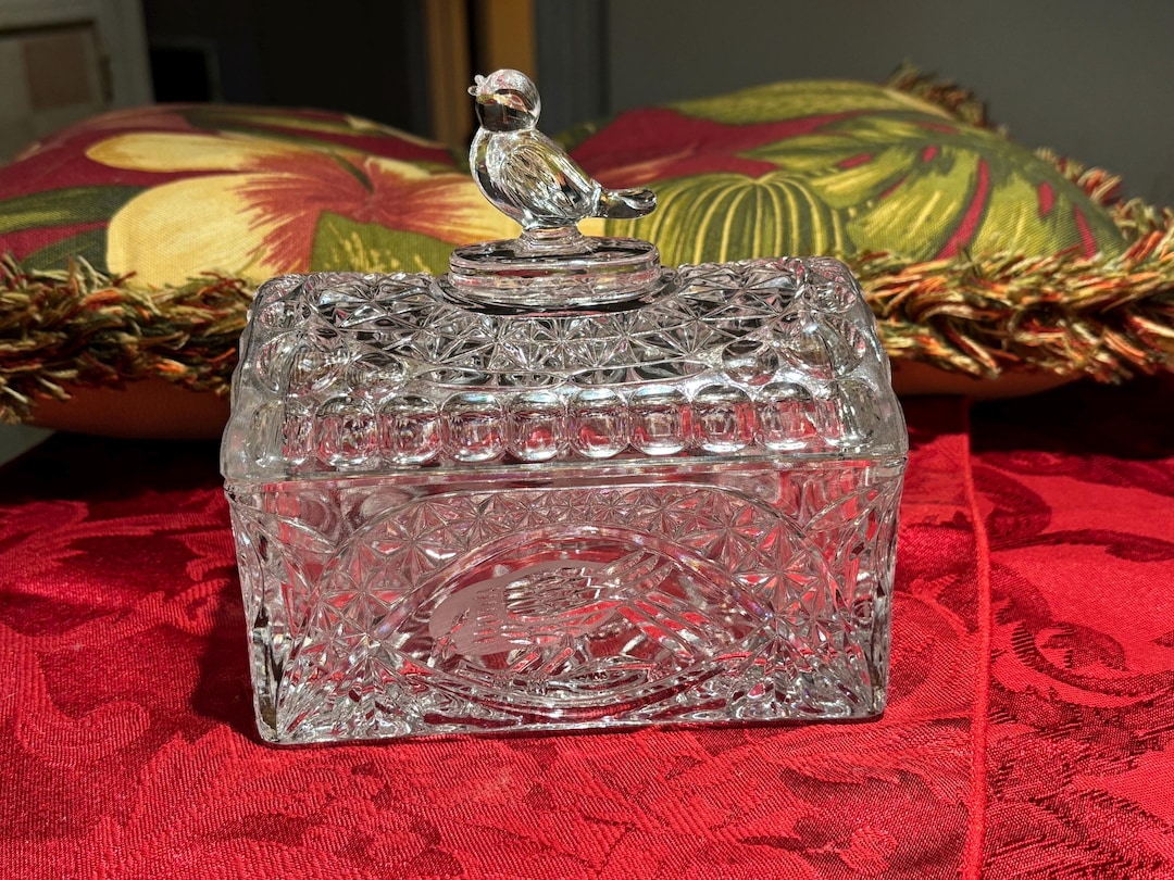 Antique Cut Lead Crystal Box With Lid, Part of the Byrdes Collection by ...