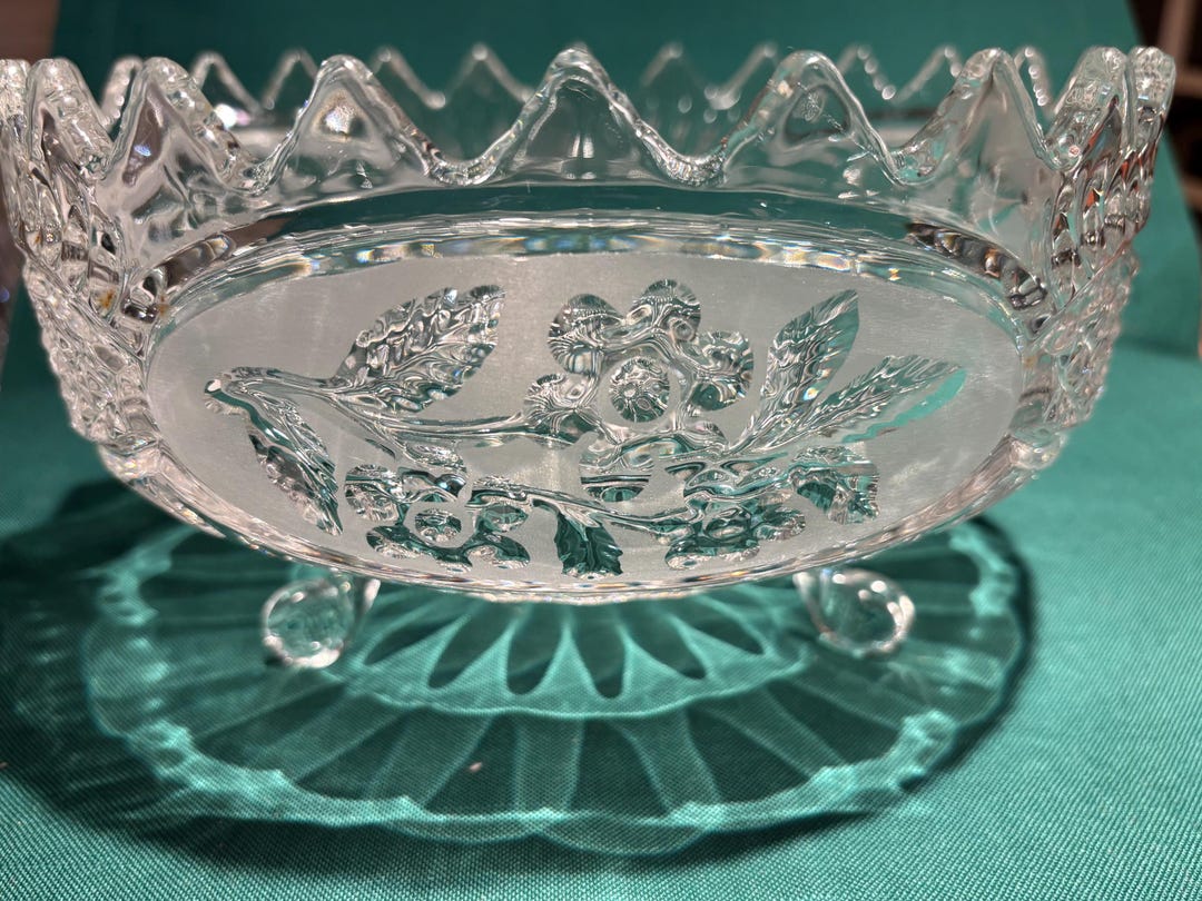 Vintage Heavy Cut Lead Crystal Sawtooth Tri-leg Serving Bowl - Etsy