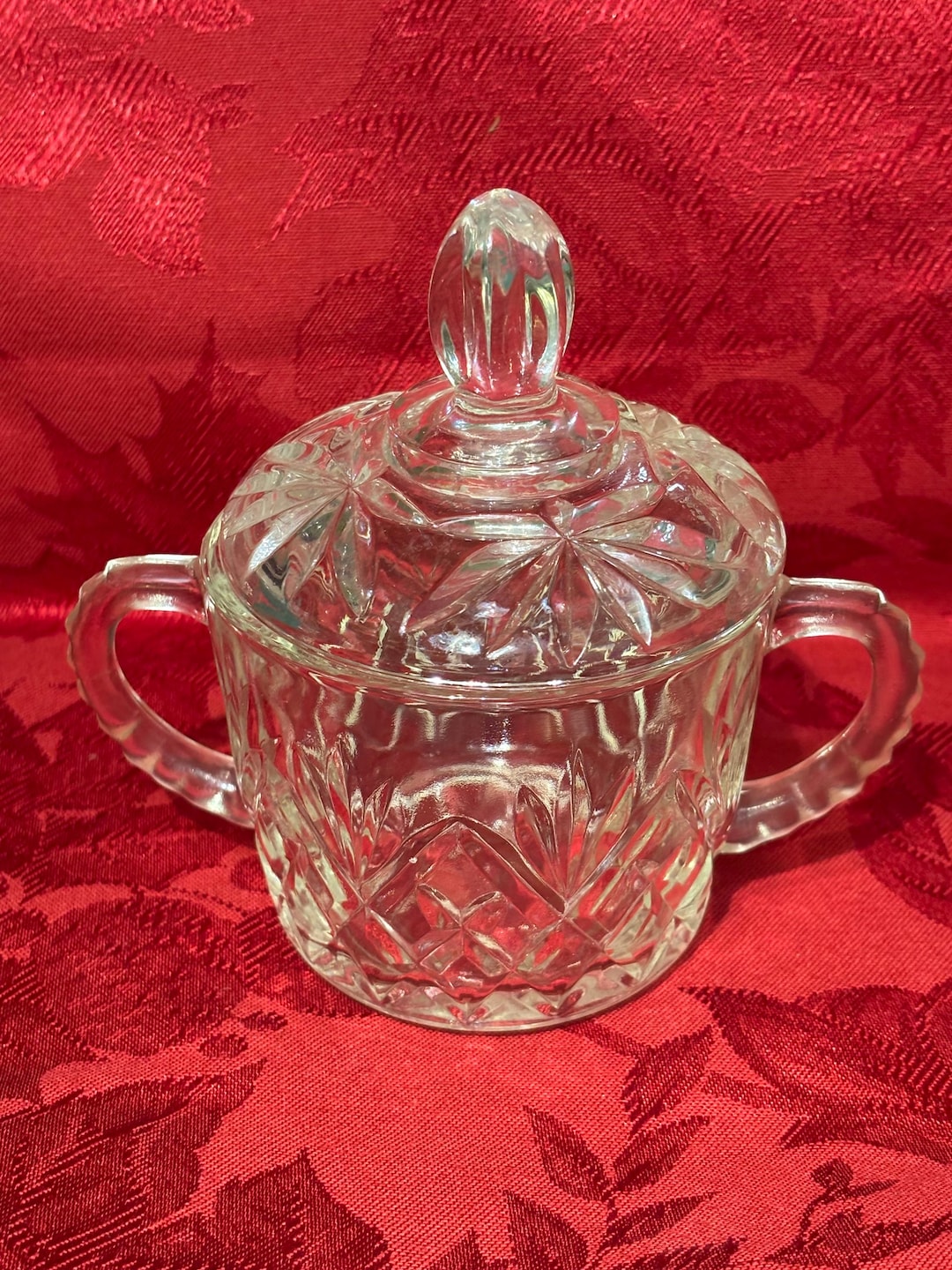 Vintage Pressed Cut Glass Pineapple Handled Sugar Bowl - Etsy