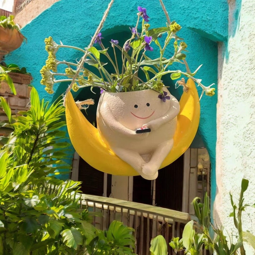 Adorable Swing Jar, Mini Flower Pot – Unique Wall-hanging Resin Planter ...