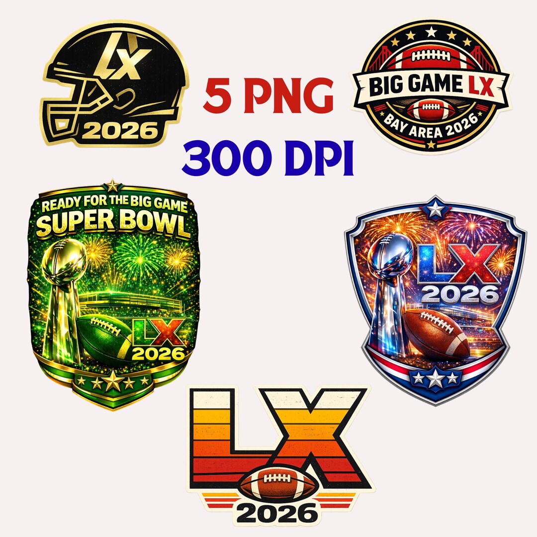 Digital Super Bowl 2026 PNG Set, Football Match Clipart, Game Day ...