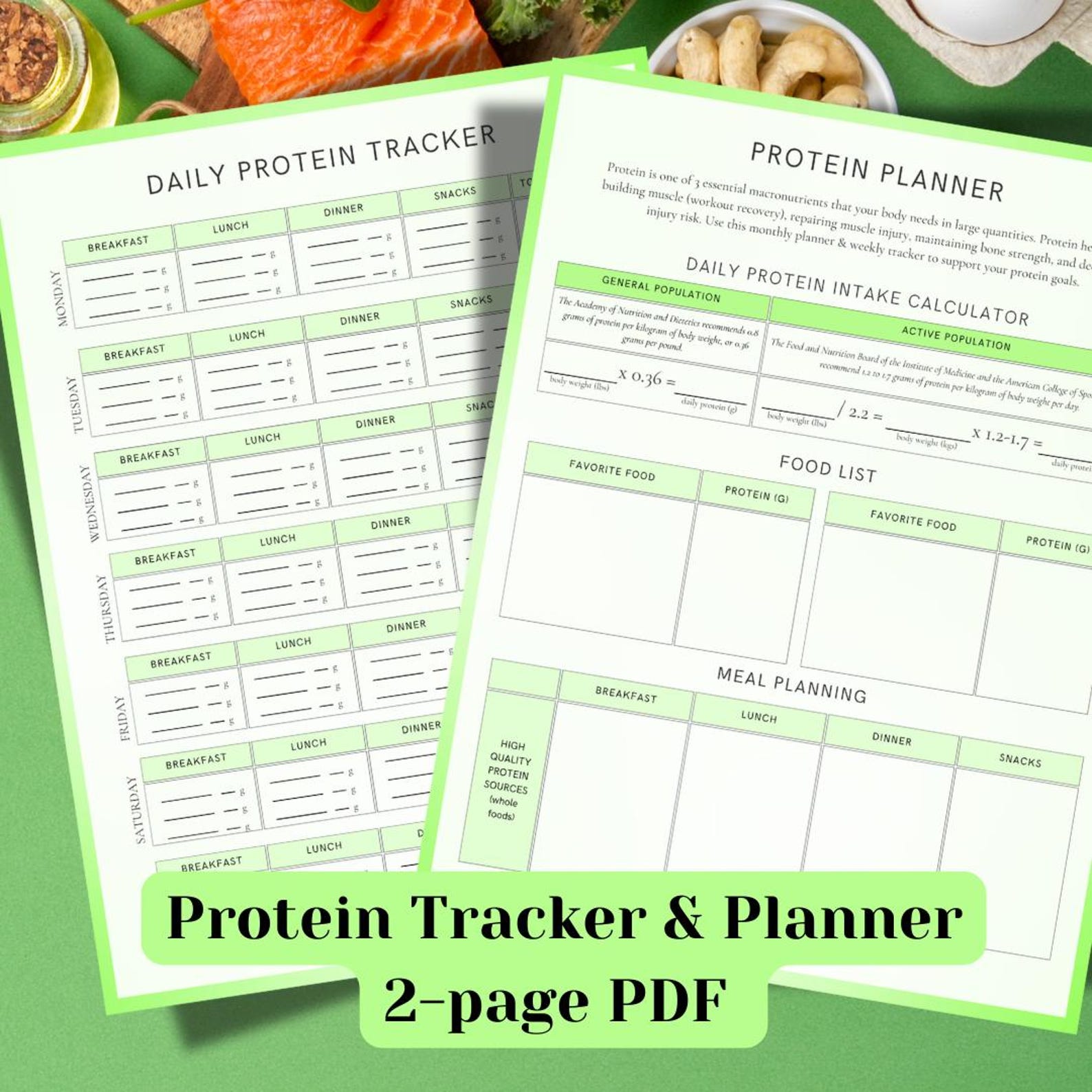 High Protein Tracker, Protein Food Tracker, Macro Meal Tracker, High ...