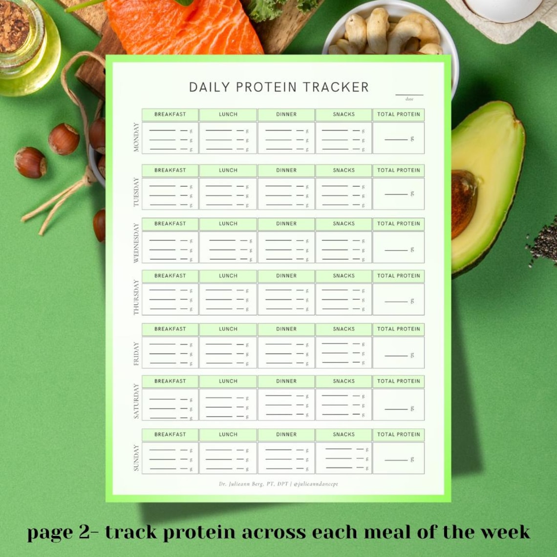 High Protein Tracker, Protein Food Tracker, Macro Meal Tracker, High ...