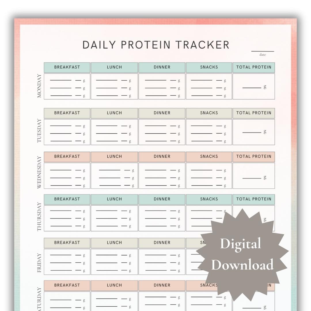 High Protein Tracker, Protein Food Tracker, Macro Meal Tracker, High ...