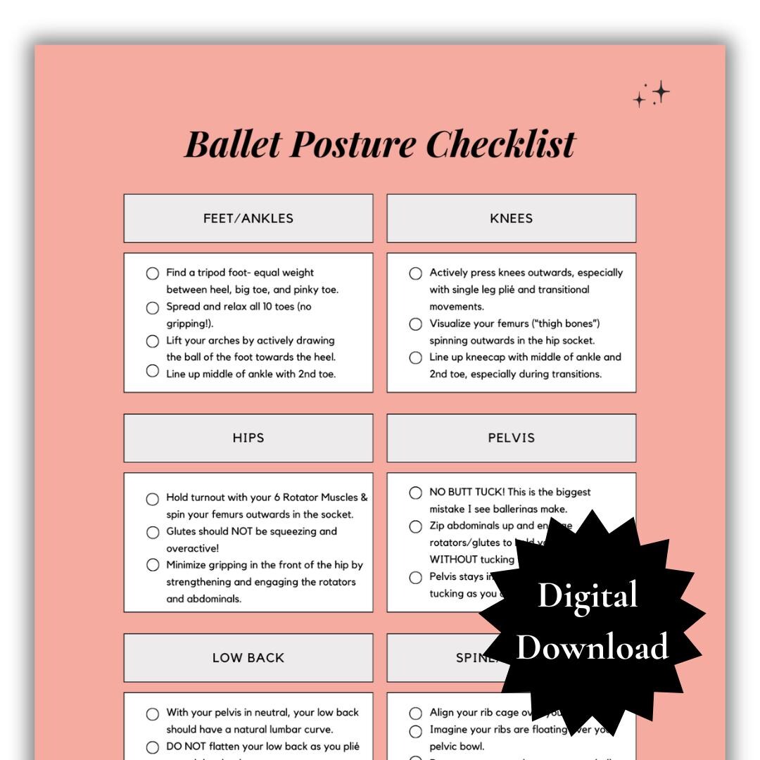 Ballerina Posture Checklist, Dance Medicine Resource, Dance Educator ...