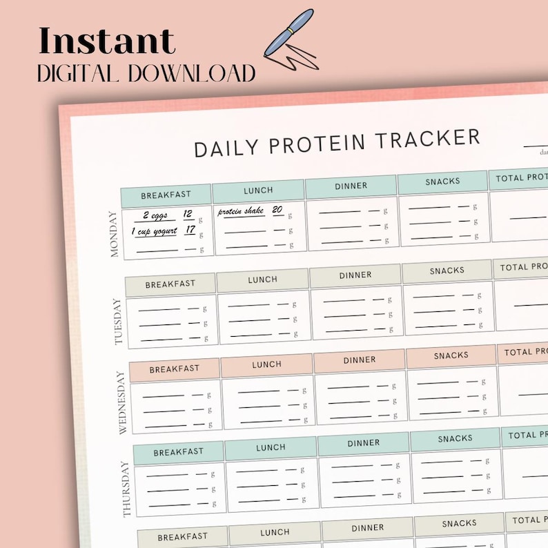 High Protein Tracker, Protein Food Tracker, Macro Meal Tracker, High ...