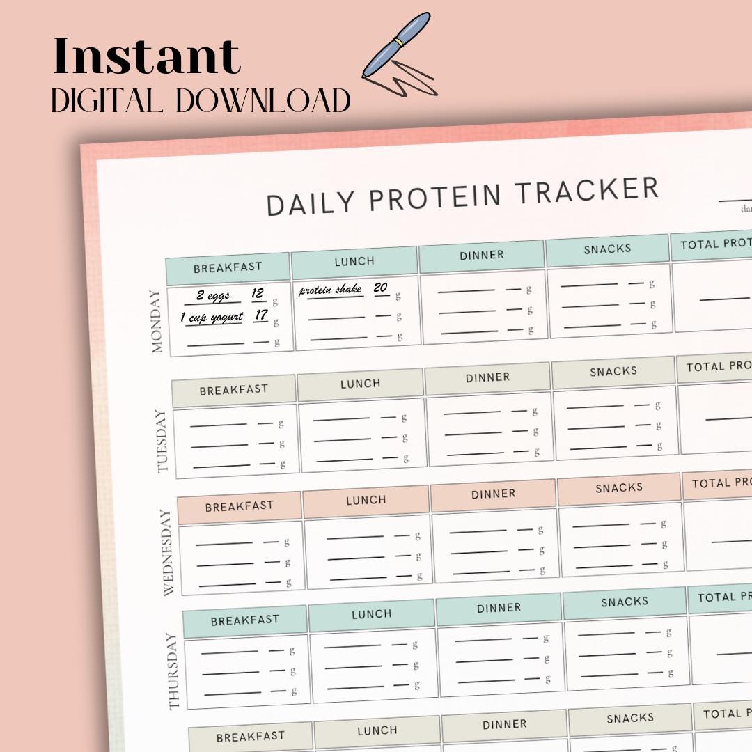 High Protein Tracker, Protein Food Tracker, Macro Meal Tracker, High ...