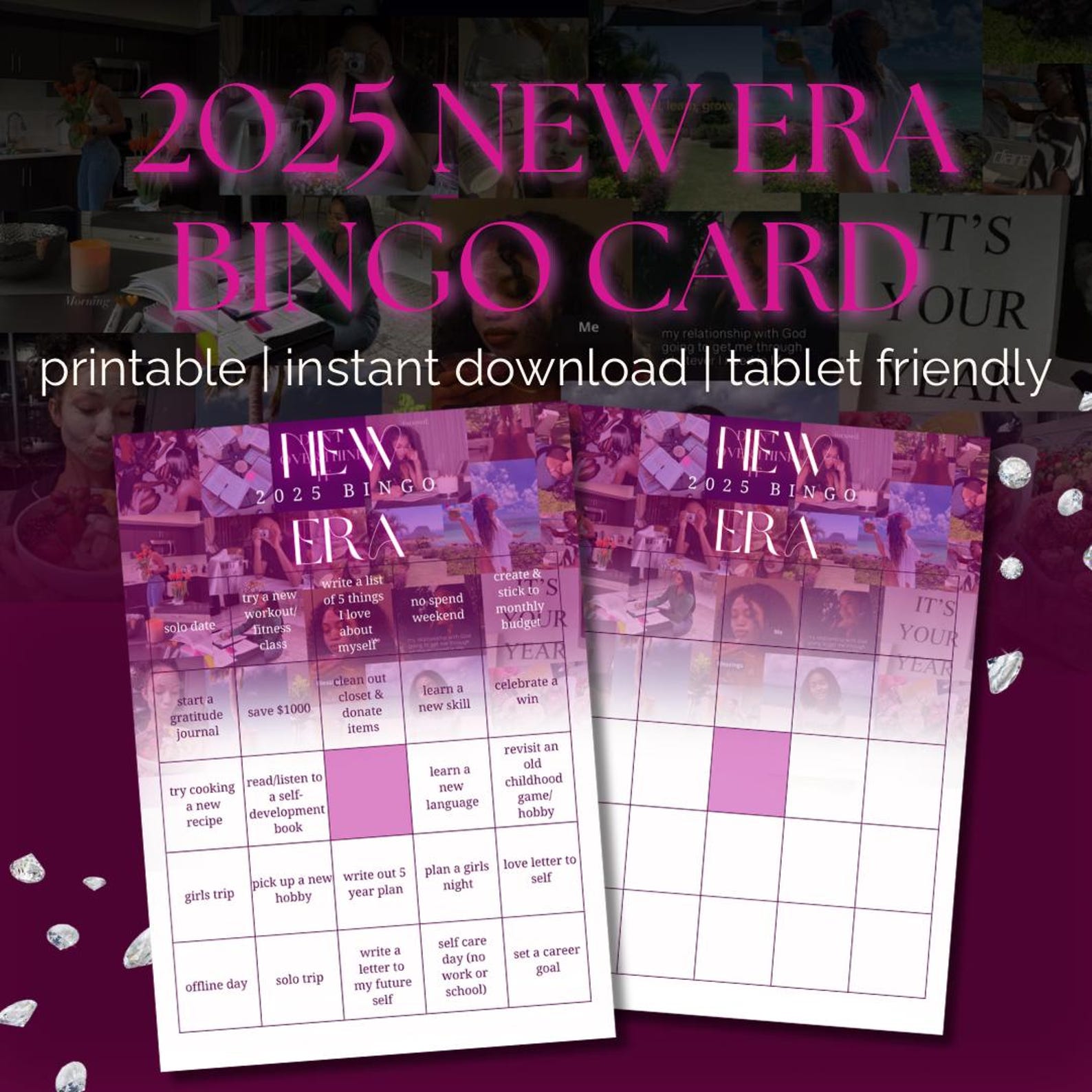 2025 Printable Vision Board Bingo Card | Digital Bingo Card | Glow up ...