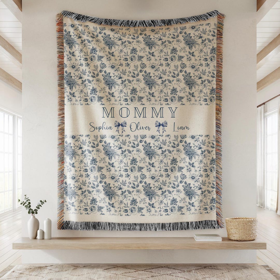 Personalized Mom Blanket With Names, Custom Mama Gift, New Mom Throw ...