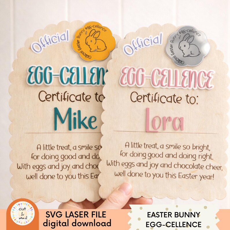 Easter Bunny Certificate SVG, Egg Cellence Award Laser Cut File ...