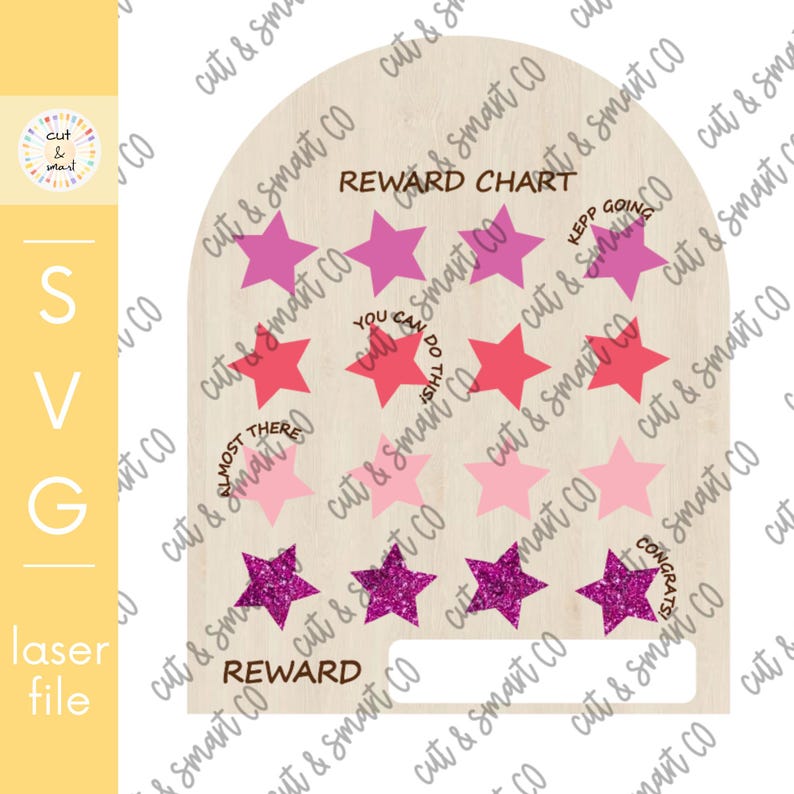 Reward Chart SVG for Kids, Star Token Board, Personalized Laser File ...