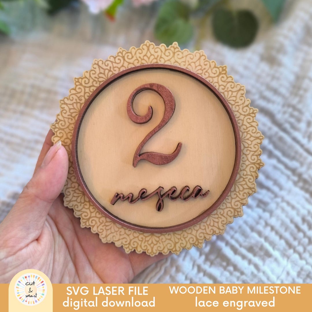 Lace Border Baby Milestone Disc SVG: Laser Cut Photo Prop (digital File ...