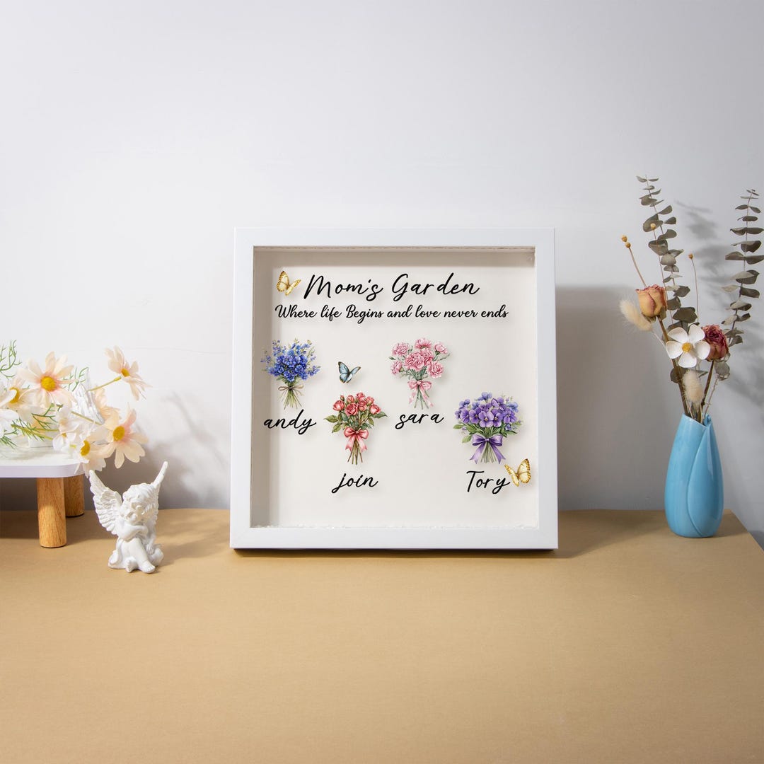 Personalized Birth Flower Bouquets Light Box, Custom Birth Flower Frame ...