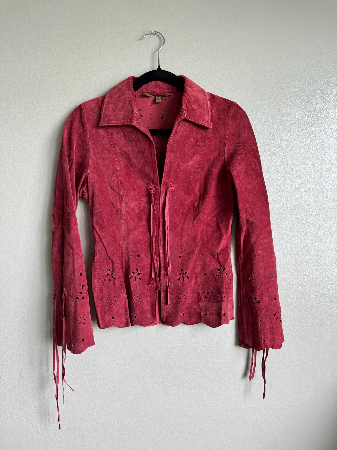 Vintage Red Leather Jacket, Red Jacket, Red Jacket With Laser Details ...