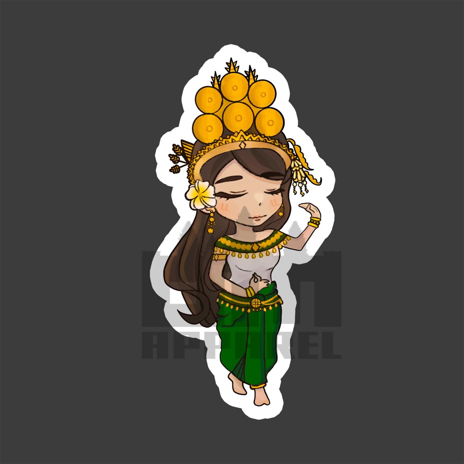Khmer Apsara Traditional Dancer Sticker | Khmer Cambodian Decorative ...