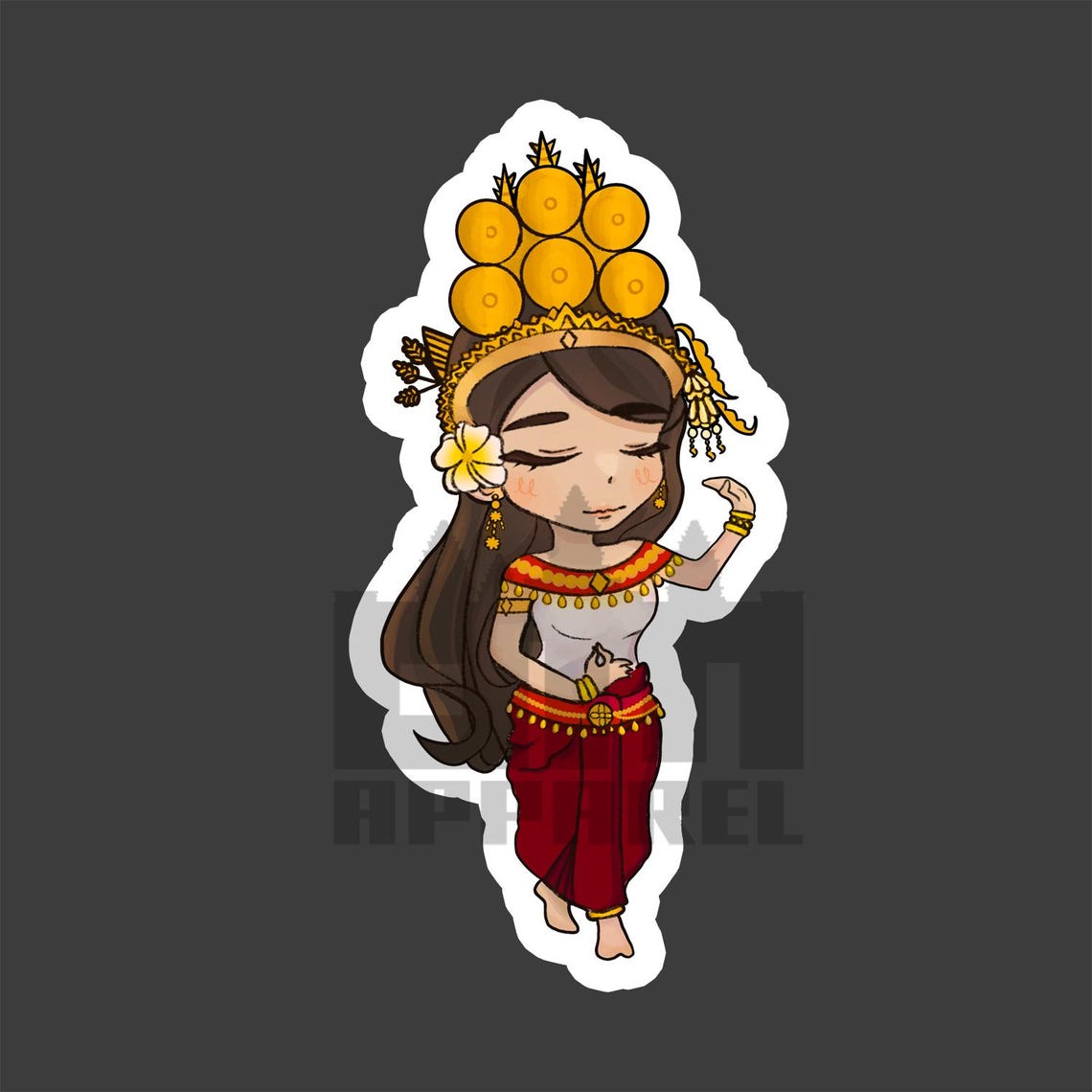 Khmer Apsara Traditional Dancer Sticker | Khmer Cambodian Decorative ...