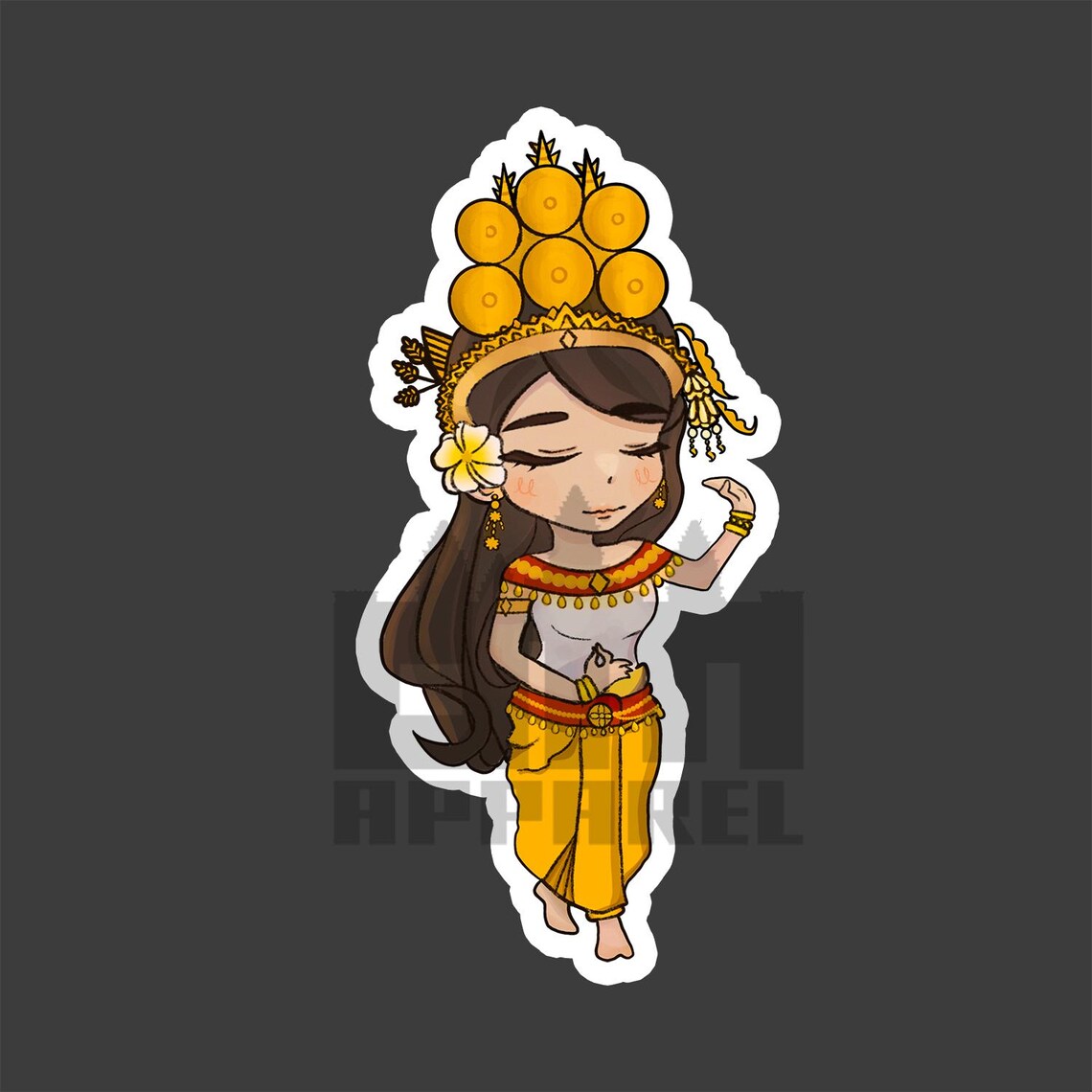 Khmer Apsara Traditional Dancer Sticker | Khmer Cambodian Decorative ...