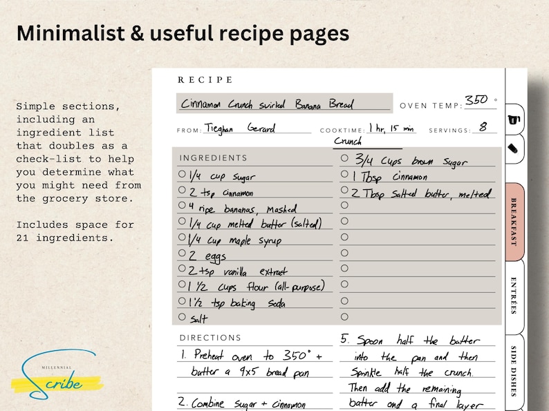 Interactive Recipe Book, Minimalist Cookbook (for Remarkable, Ipad ...
