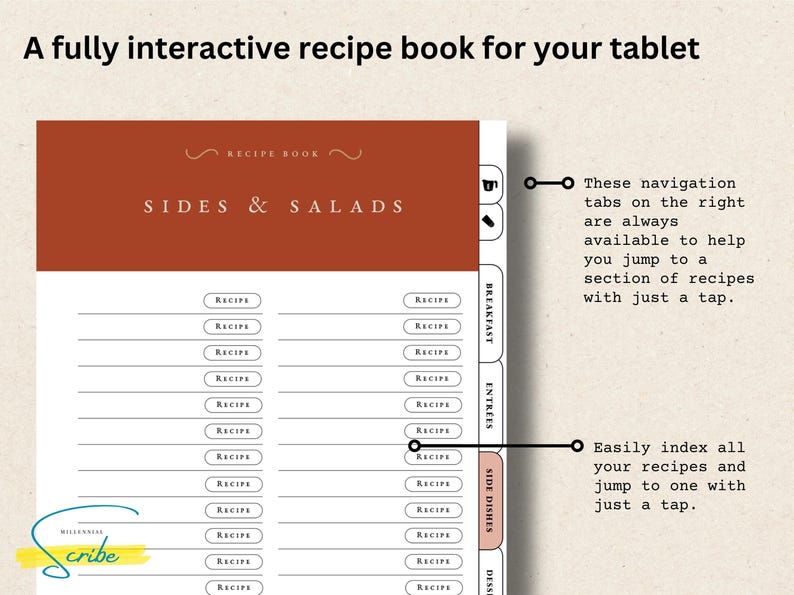 Interactive Recipe Book, Minimalist Cookbook (for Remarkable, Ipad ...
