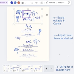 Summer Party Printable Templates: Dinner Menu, Invitation, Place Cards ...