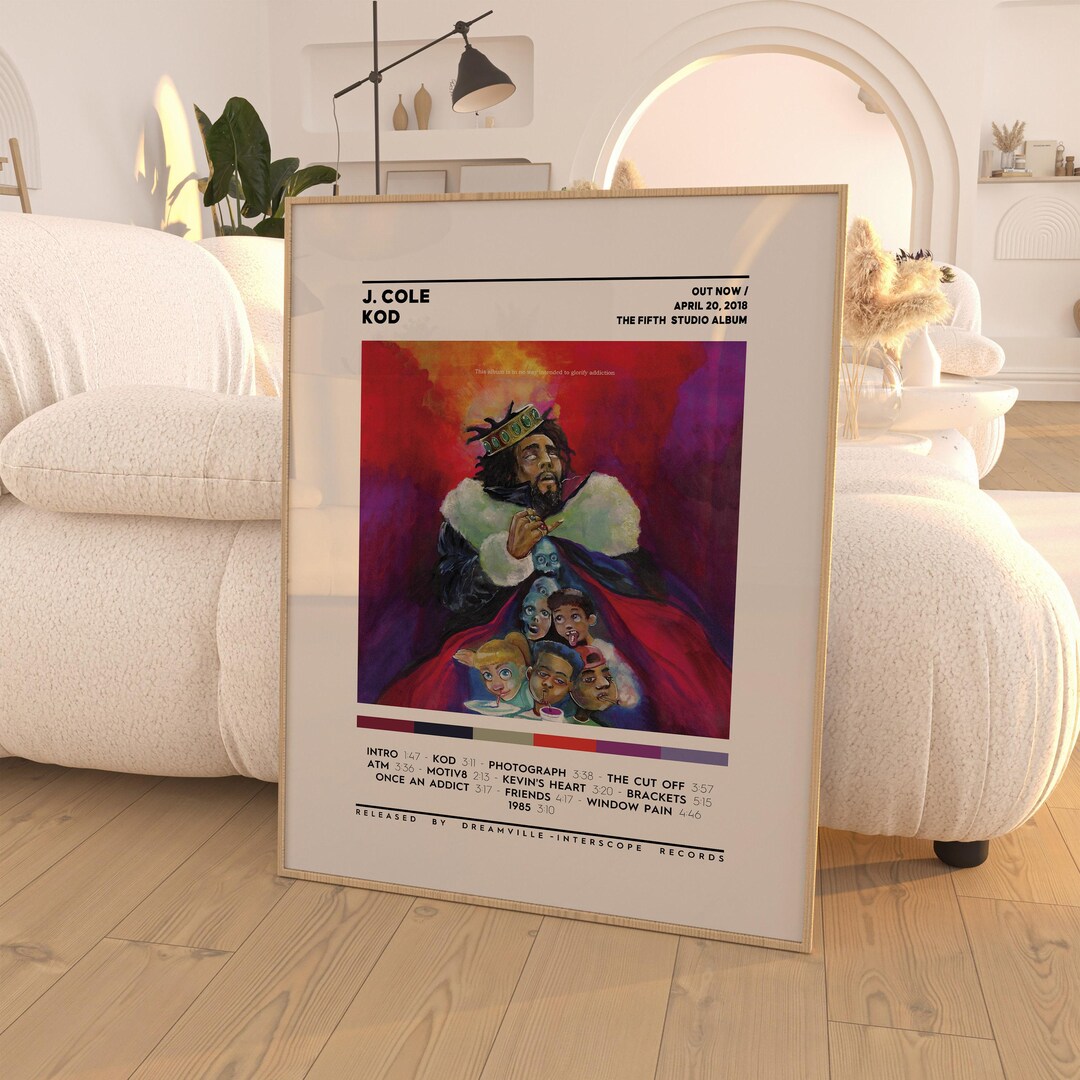 J. Cole KOD Poster, Album Cover Poster, 3 Colors 1 Price, Room Decor ...
