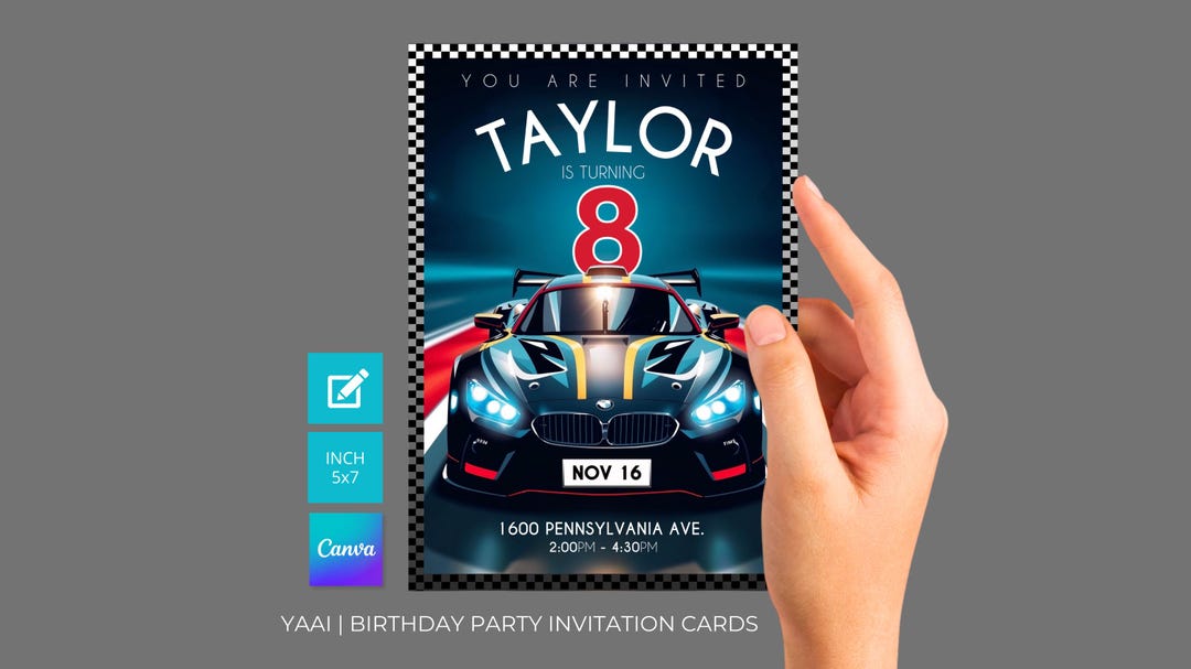 BMW Inspired Race Car Party Invitation Template | Racing Birthday Party ...