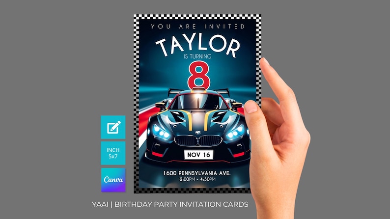 BMW Inspired Race Car Party Invitation Template | Racing Birthday Party ...