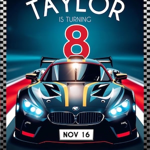 BMW Inspired Race Car Party Invitation Template | Racing Birthday Party ...
