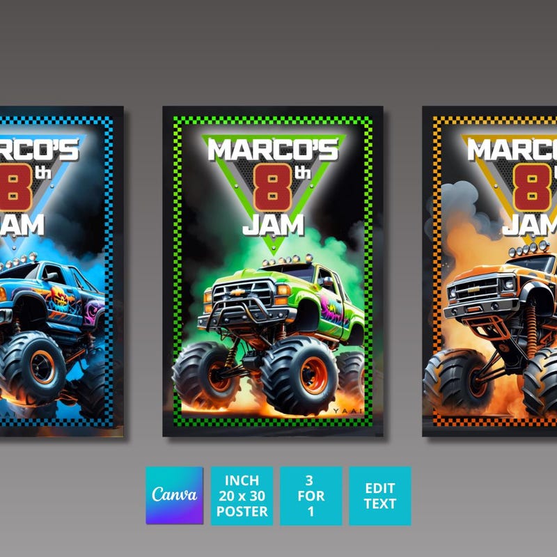 Monster Jam Party Banner - Etsy