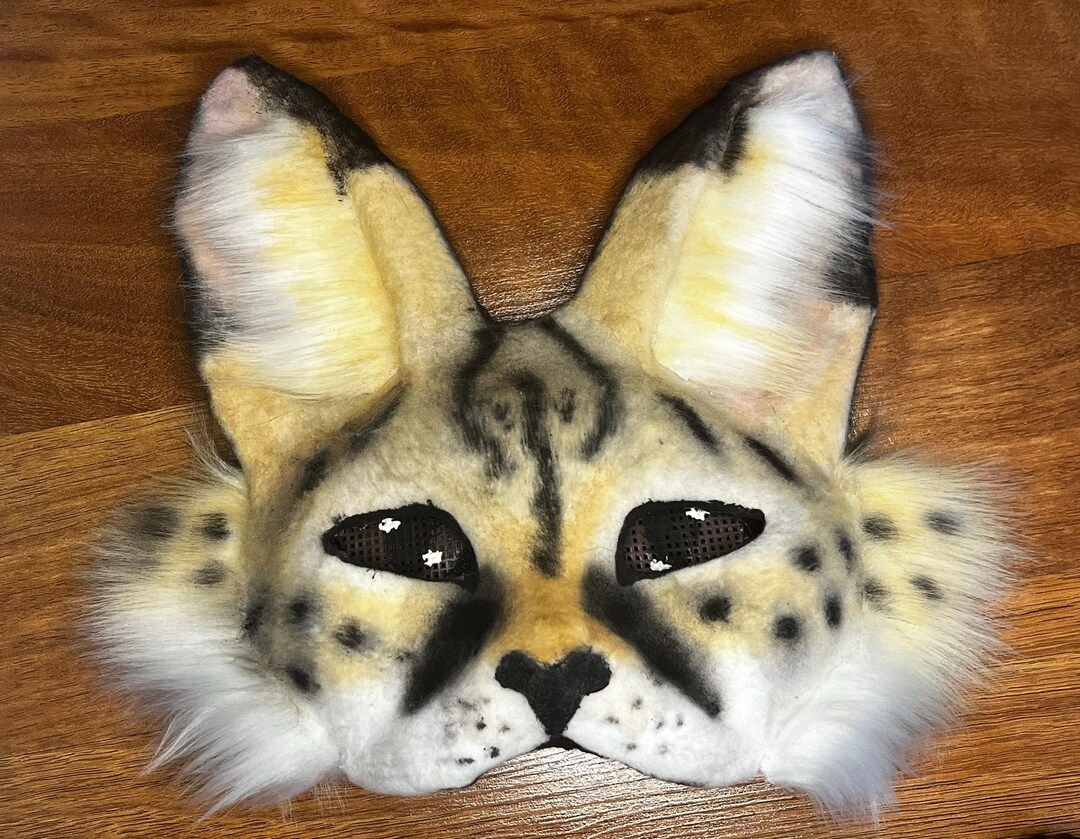 Handmade Serval Cat Mask – Paper Mache, Faux Fur & Airbrushed With ...