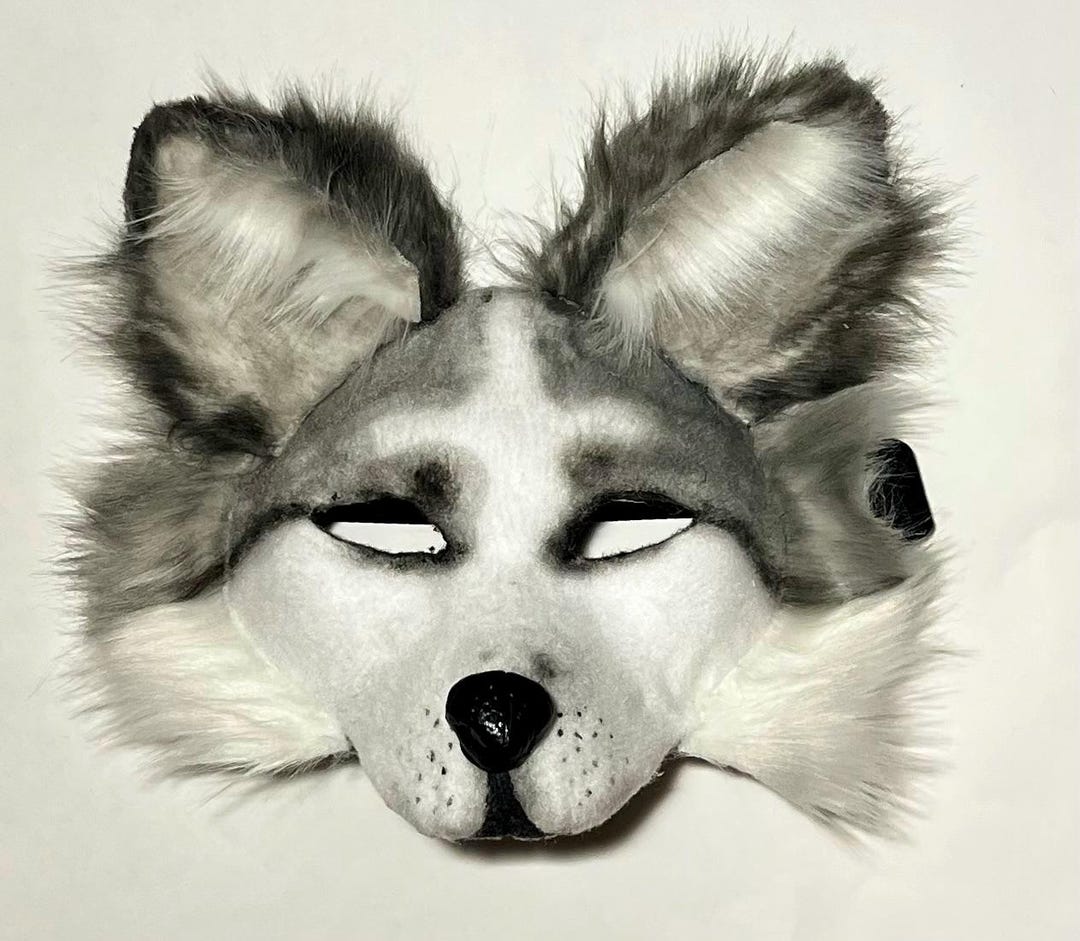 Fox Mask, Marble Handmade, Full Head Animal Faux Fur Mask, Animal ...