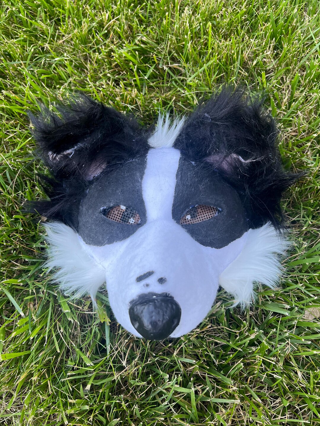Dog Mask | Border Collie Mask | Paper Mache | Faux Fur | Bendable Ears ...