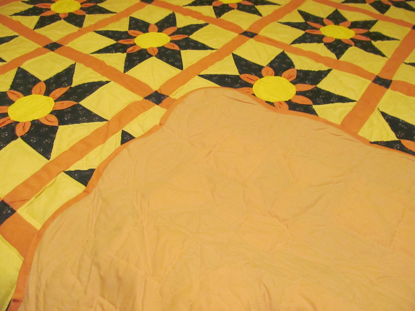 Handmade Quilt Sunflower Star Pattern - Etsy UK