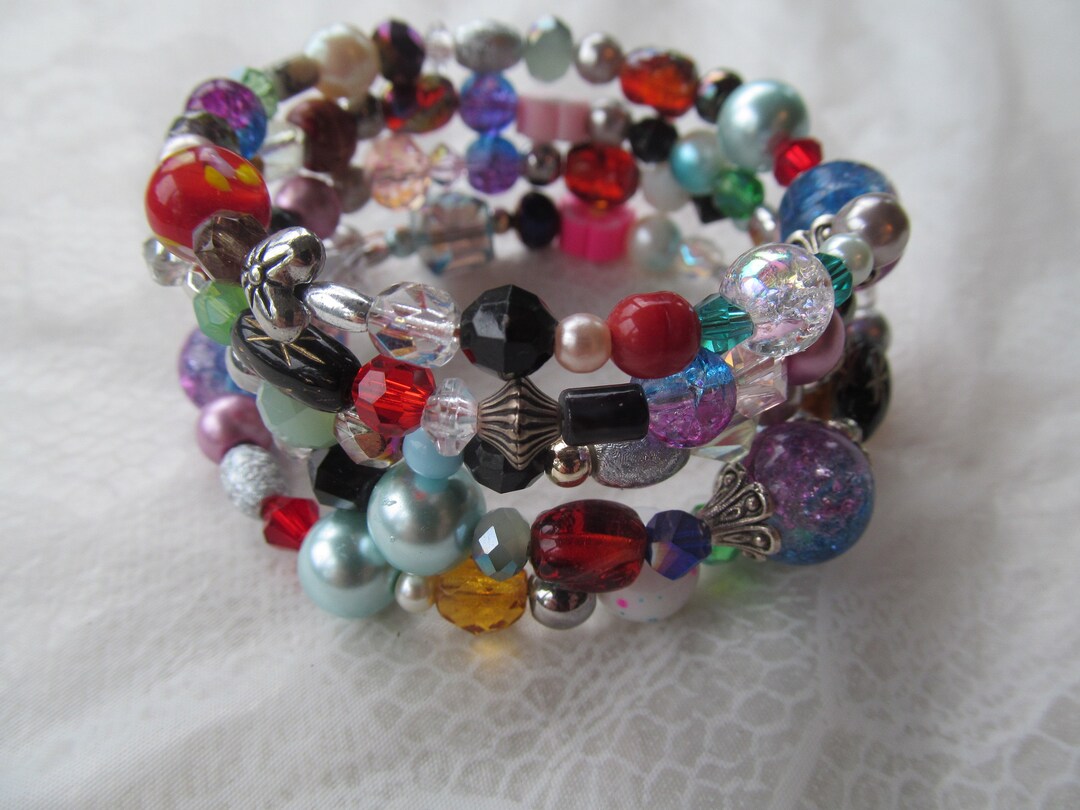 Handmade "crazy " 4 Row Wrap Bracelet With Colorful Stones - Etsy
