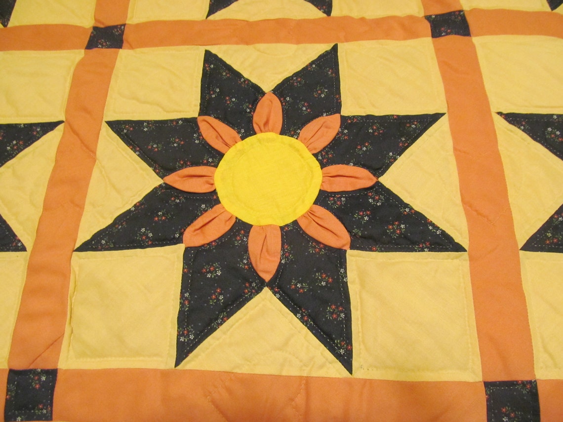 Handmade Quilt Sunflower Star Pattern - Etsy