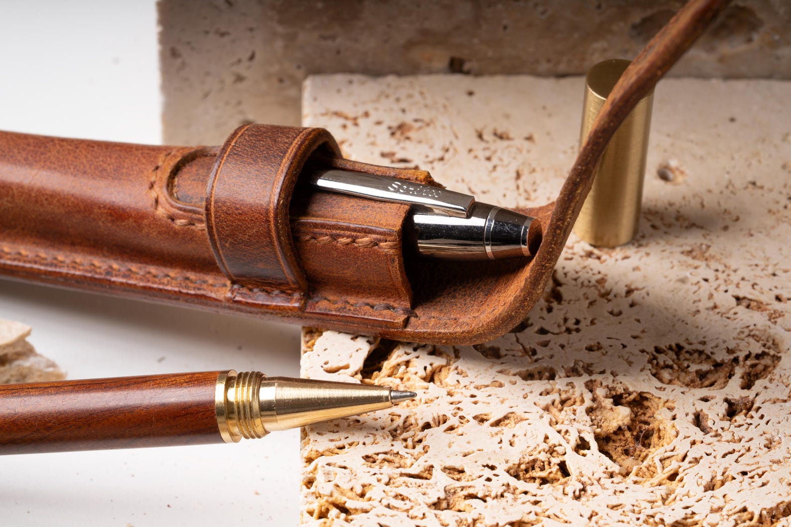 Personalised Leather Pen Case, Real Calfskin 1 Pen Holder, Handmade ...