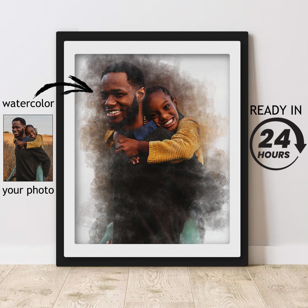 Custom Watercolor Dad Portrait: Family Art, Hand-drawn Keepsake ...