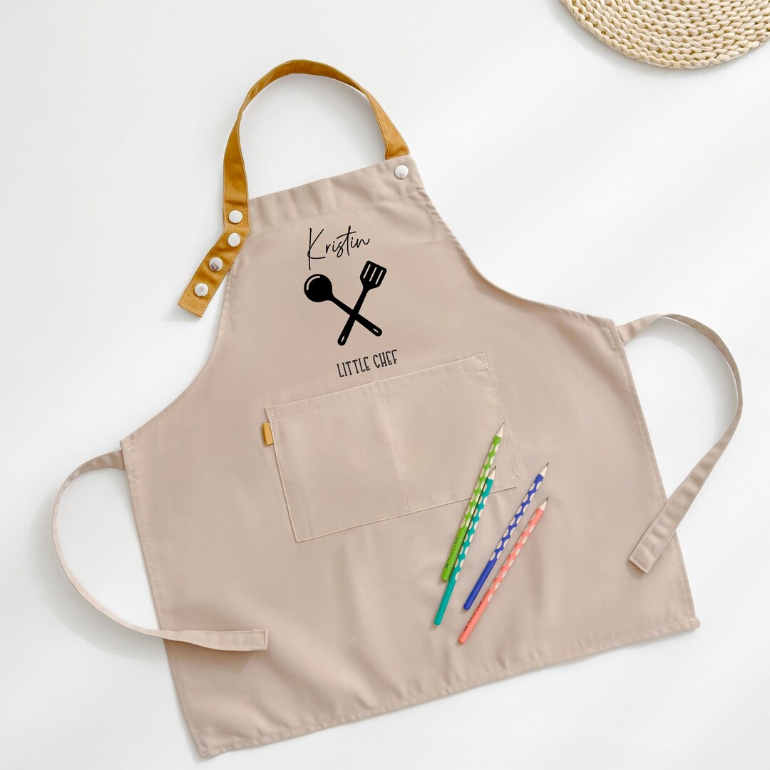 Little Chef Apron Personalized | Kids Art Smock Canvas | Custom Name ...