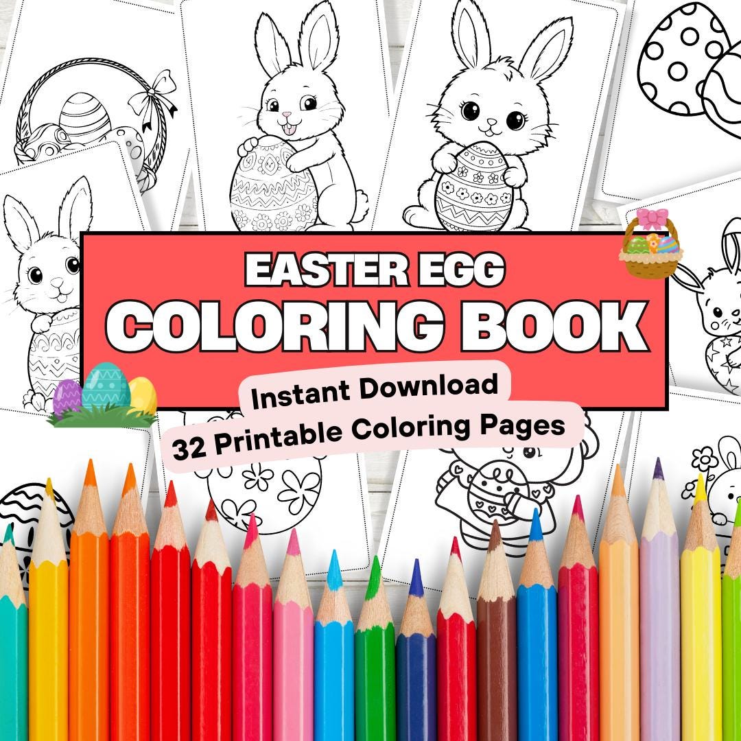 Printable Easter Egg Coloring Book Coloring Pages for Kids, Toddlers ...