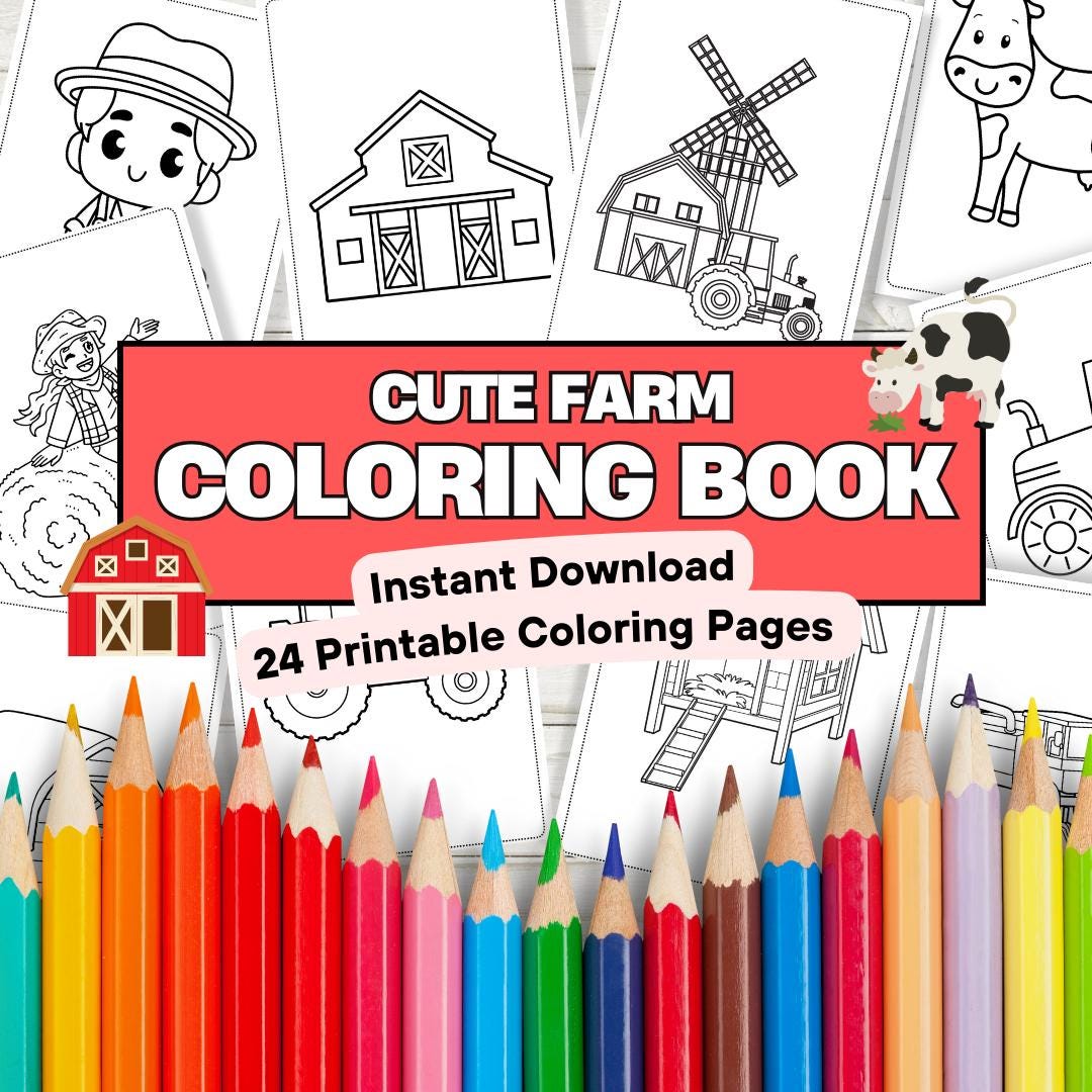 Printable Cute Farm Coloring Pages for Kids, Toddlers & Preschoolers ...