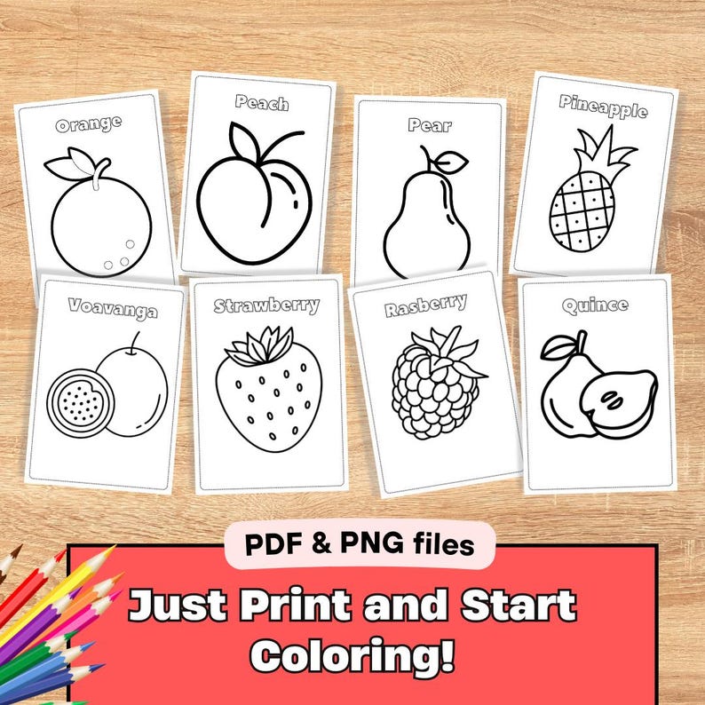 Printable Fruits Coloring Book Coloring Pages for Kids, Toddlers ...