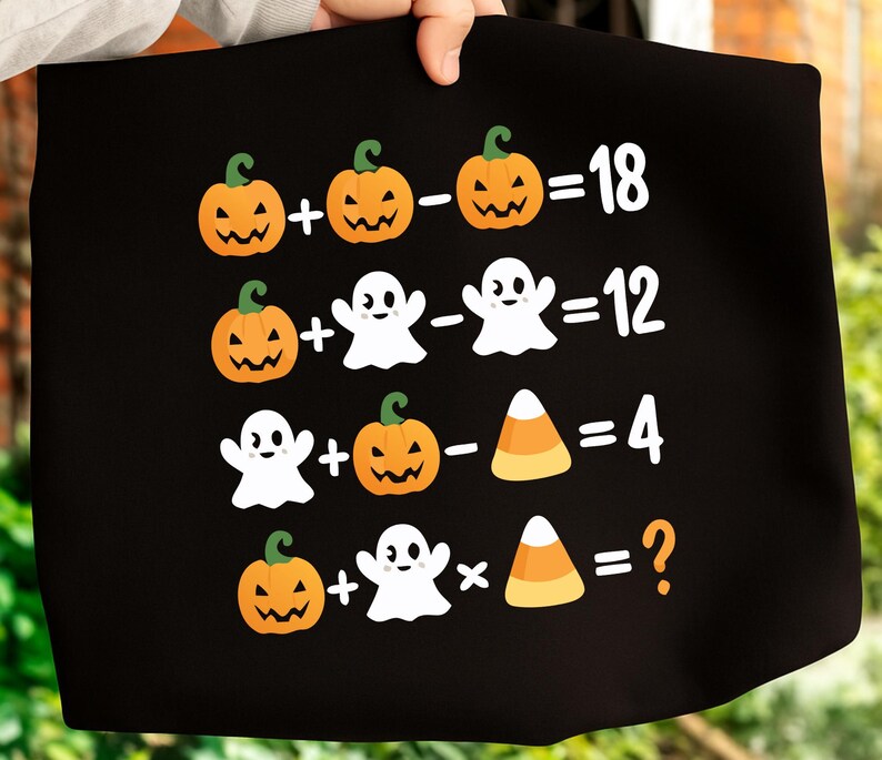 Halloween Math Puzzle PNG, Pumpkin Ghost Candy Corn Equation, Teacher ...